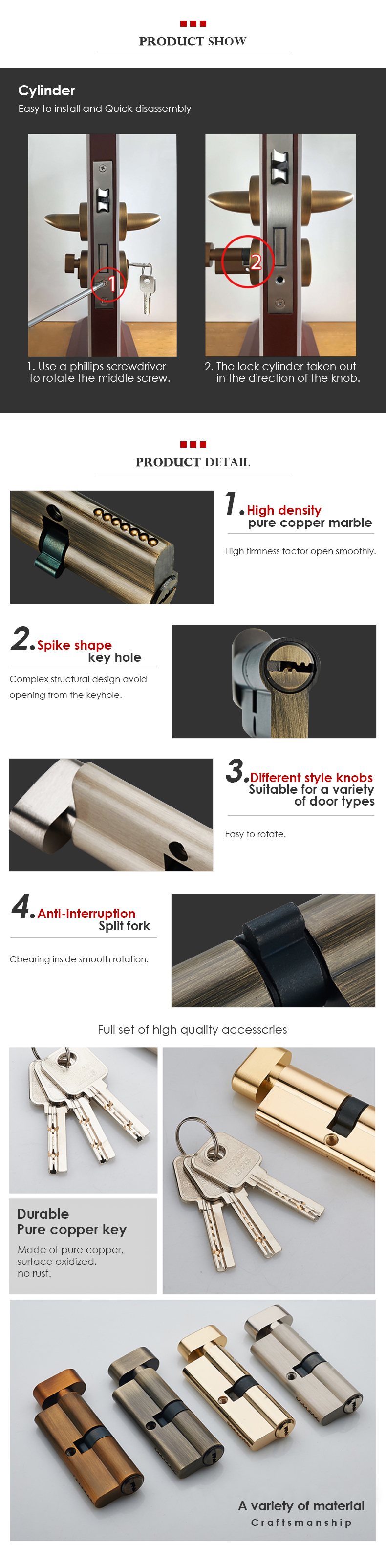 Security 70mm / 80mm Euro Cylinder Lock - Buy High Quality euro profile ...